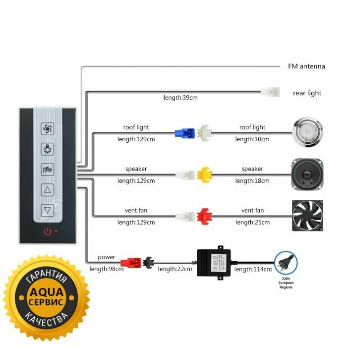 Пульт управления для душевой кабины ERLIT 45 серия + Блок питания, сенсорное управление - освещение, вентиляция, FM радио приёмник, арт. 811035001