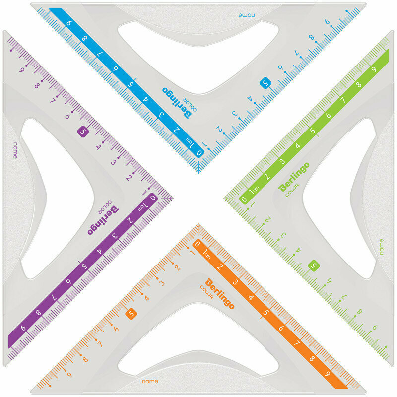 Треугольник 45°, 10см Berlingo "Color", пластиковый, европодвес, 292848