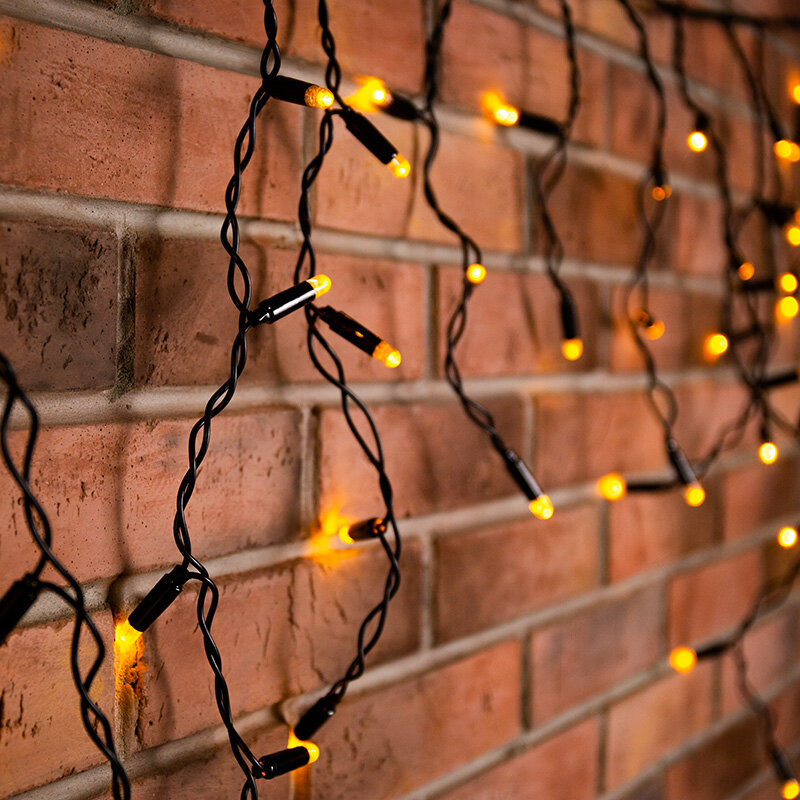 Лампы светодиодные Neon-Night Гирлянда светодиодная Бахрома (Айсикл) 2,4х0,6м 88 LED теплый белый черный ПВХ IP65 постоянное свечение 230В нужен блок 303-500 NEON-NIGHT