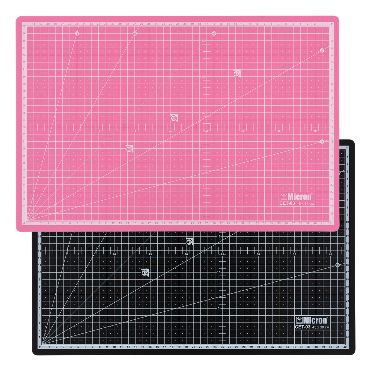 Коврик (мат) для резки двусторонний "Micron" CET-03 полипропилен термоэластопласт 45 см х 30 см в пакете формат А3