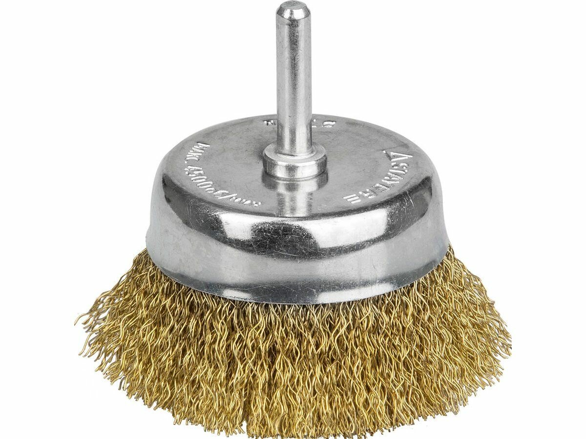 Щетка чашечная для дрели витая стальная латунированная проволока 75 мм Stayer PROFI 35117-075_z01