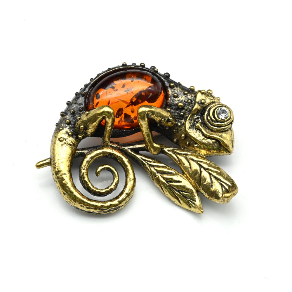 Брошь, янтарь