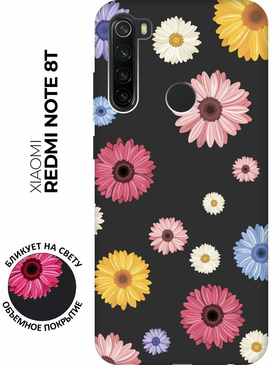 Матовый чехол Gerberas для Xiaomi Redmi Note 8T / Сяоми Редми Ноут 8Т с 3D эффектом черный