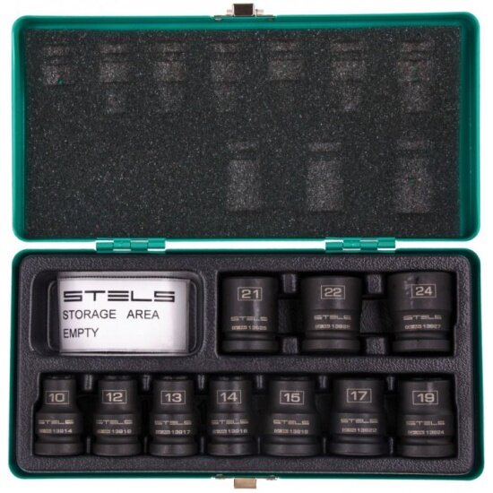 Набор шестигранных ударных торцевых головок Stels Equipment STELS 13997 EQUIPMENT, 1/2" 10-24 10шт