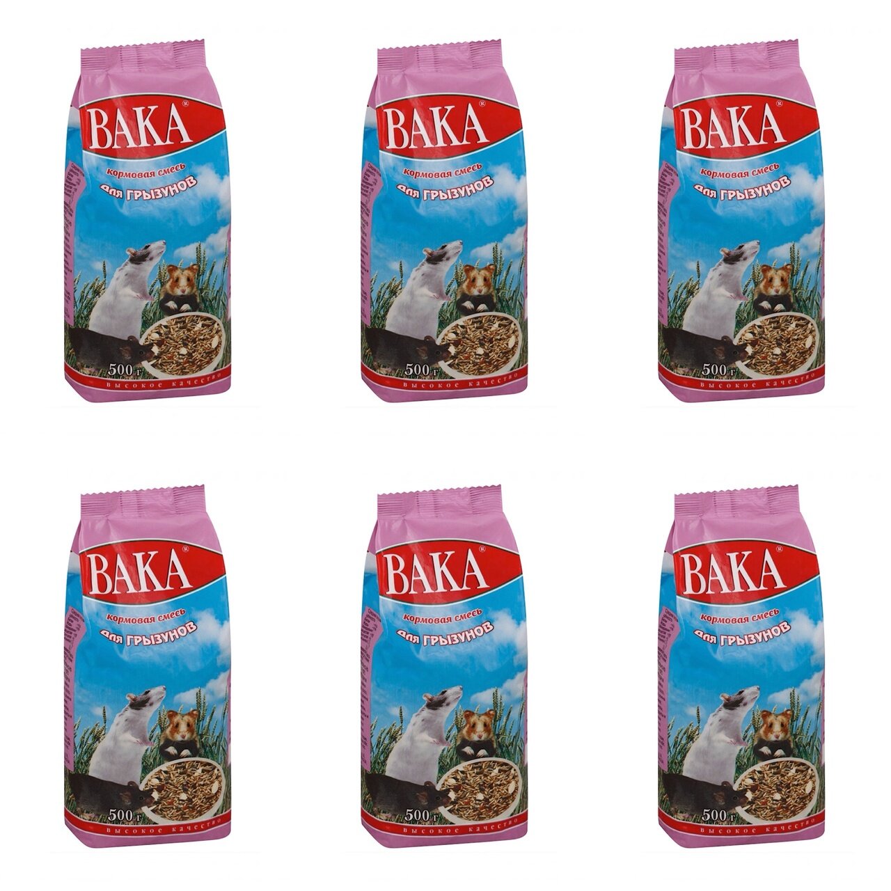 Вака Корм для грызунов 500г,6 шт
