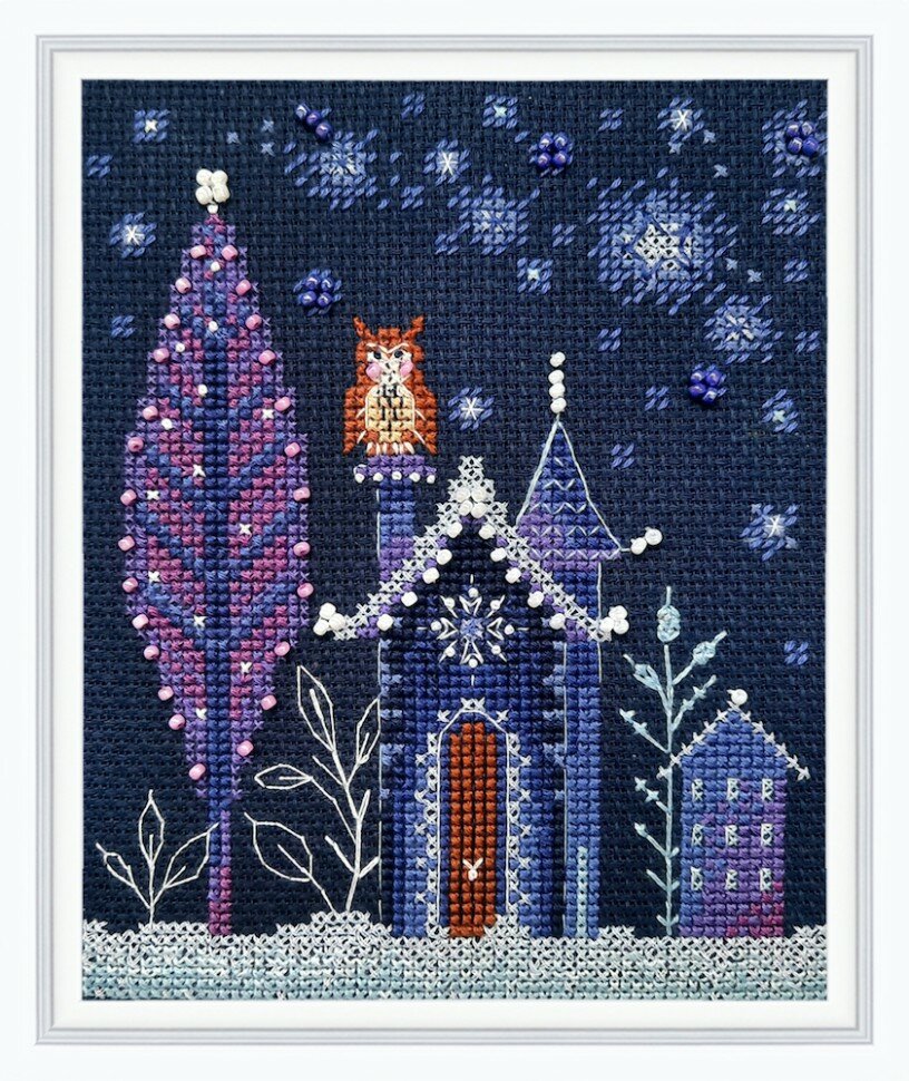 Набор для вышивания РТО #C377 Домик с совой, Счетный крест, 12 х 14.5 см