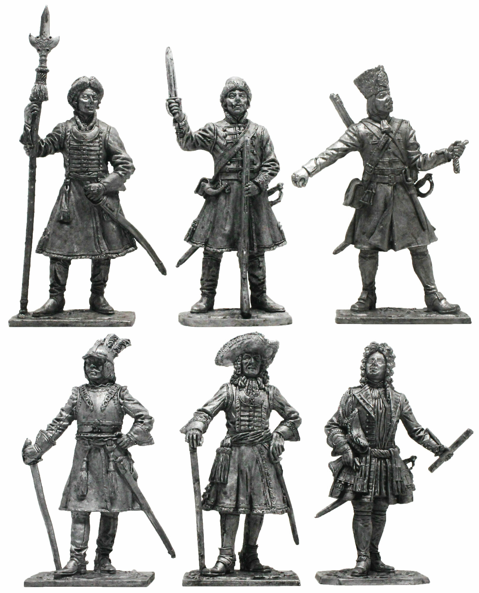 "Воины Петра Первого" №1ЕК (6 н/к) набор оловянных солдатиков некрашеных в картонной коробке