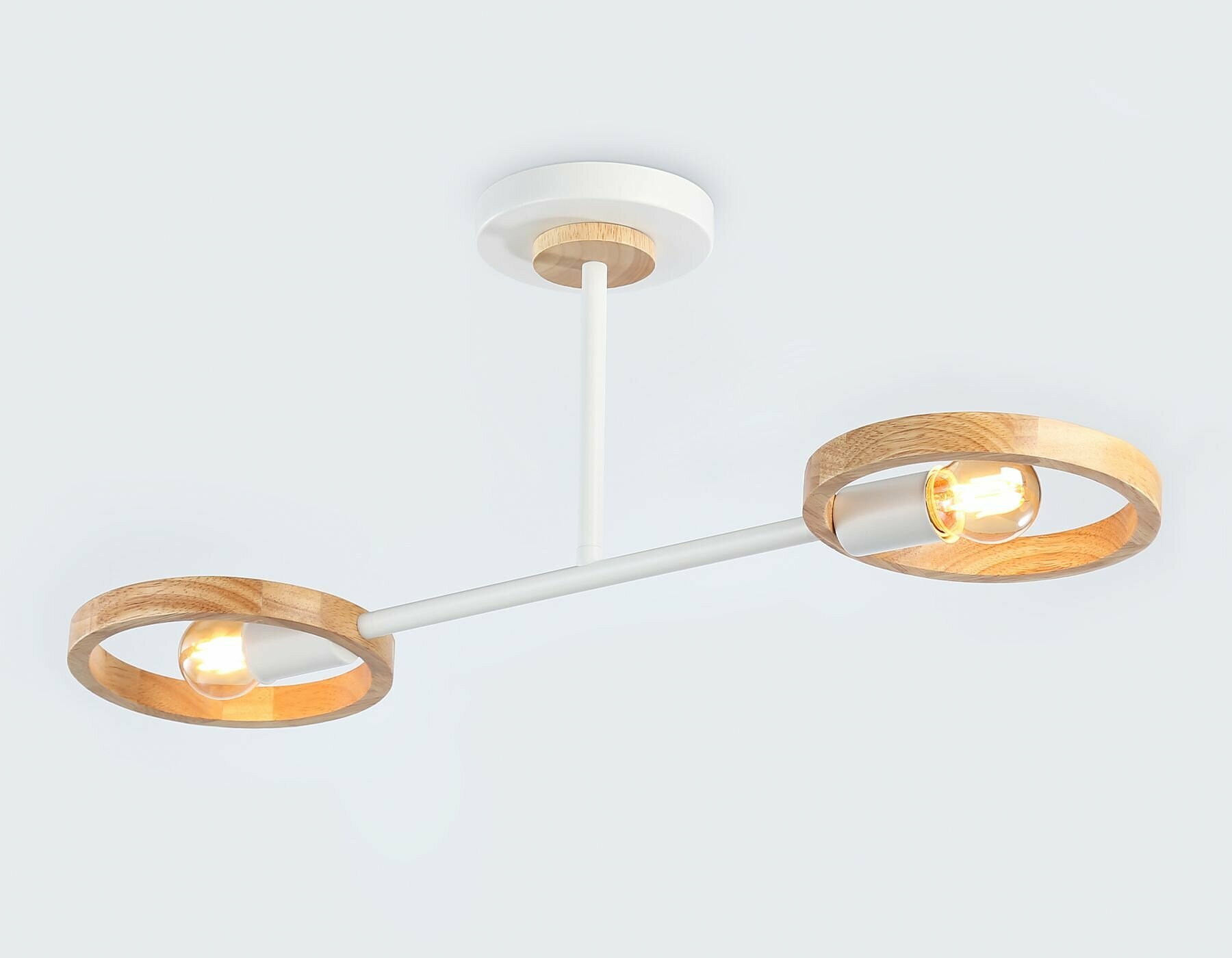 Подвесной светильник со сменной лампой E27/2 max 40W 590*165*220, белый/светлое дерево