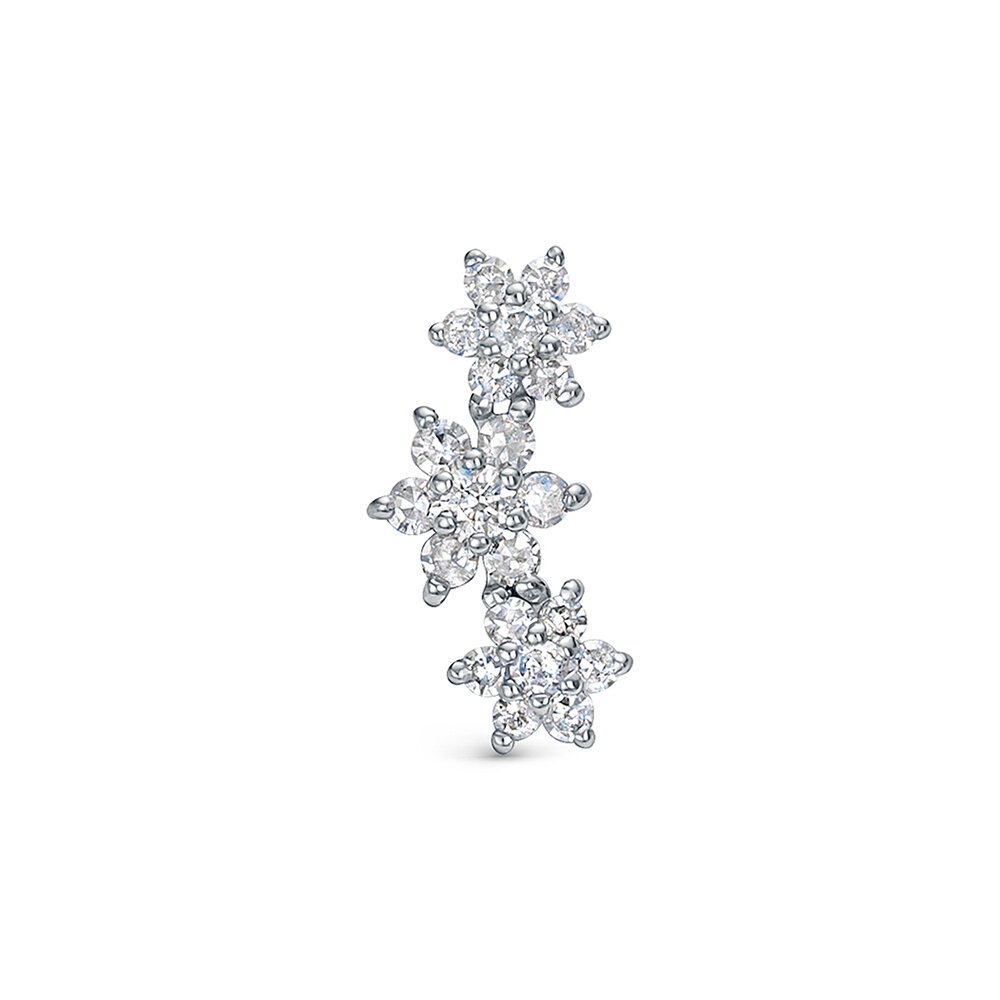 Пирсинг, белое золото, 585 проба, родирование, бриллиант