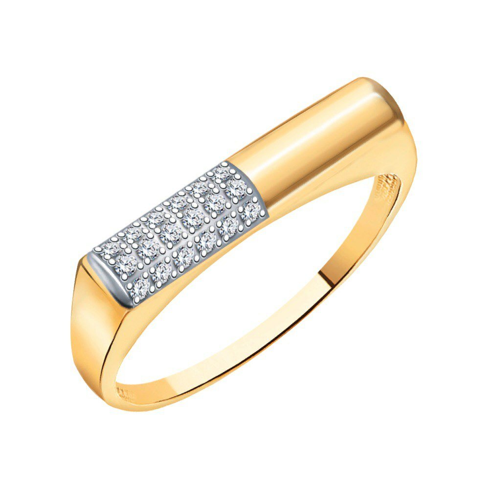 Печатка, золото, 585 проба, фианит, металл