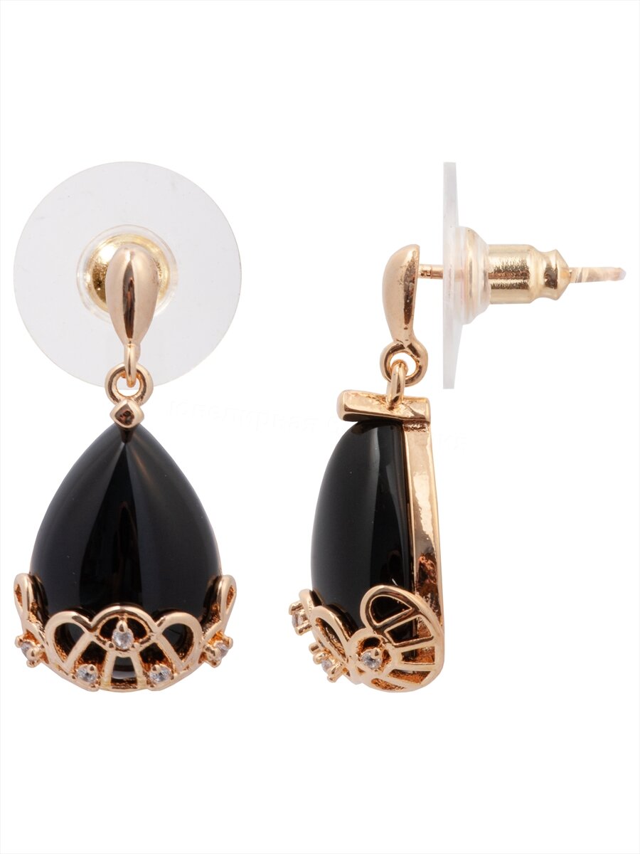 Серьги клипсы, оникс