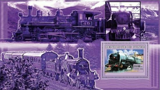Почтовые марки Гвинея 2006г. "Паровозы" Поезда, Локомотивы, Железные дороги MNH