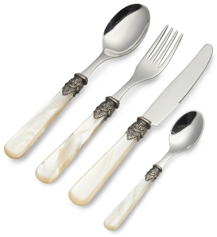 Cтоловые приборы на 6 персон EME Napoleon, сталь 18/10, цвет слоновая кость