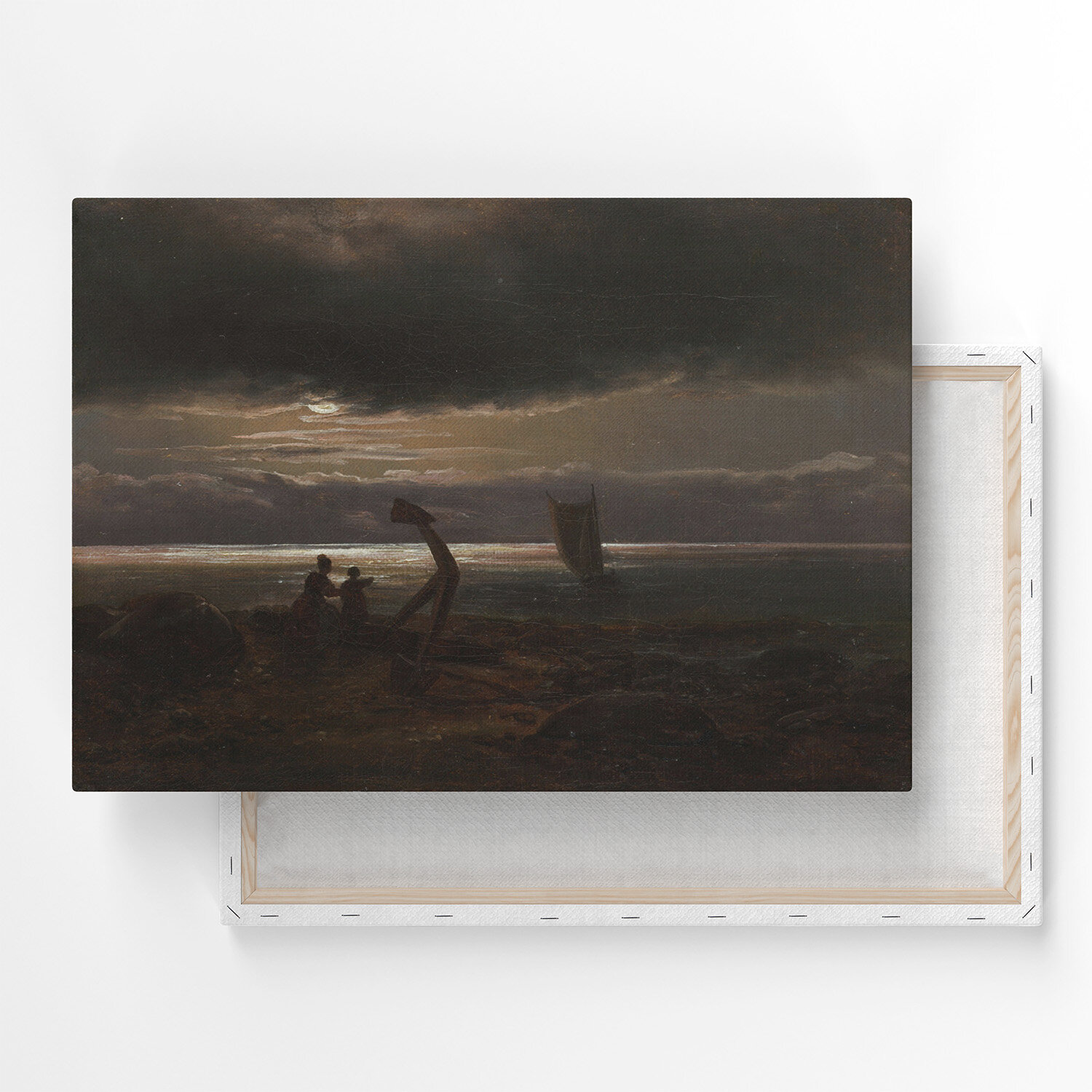 Картина на холсте, репродукция / Юхан Кристиан Даль - Mother and Child by the Sea / Размер 60 x 80 см