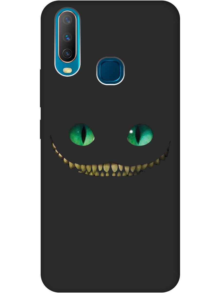 Матовый Soft Touch силиконовый чехол на Vivo Y17, Y3, Y12, Y15, Виво У17 с 3D принтом "Cheshire Cat" черный