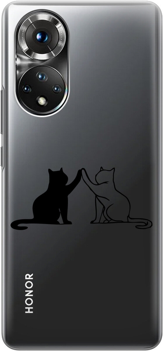 Силиконовый чехол на Honor 50, Huawei Nova 9, Хонор 50, Хуавей Нова 9 с 3D принтом "Cats" прозрачный