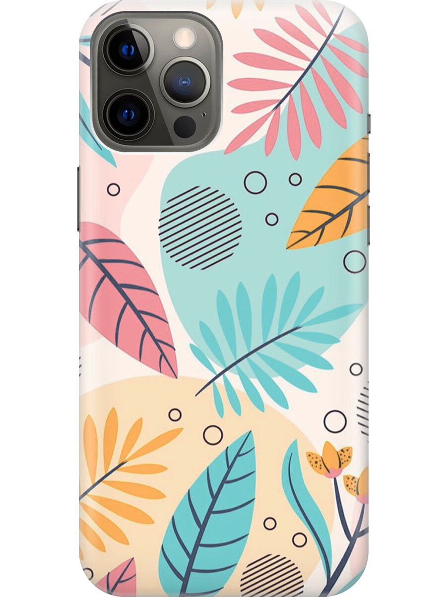 Силиконовый чехол на Apple iPhone 12 Pro Max / Эпл Айфон 12 Про Макс с рисунком "Аппликация из листочков"