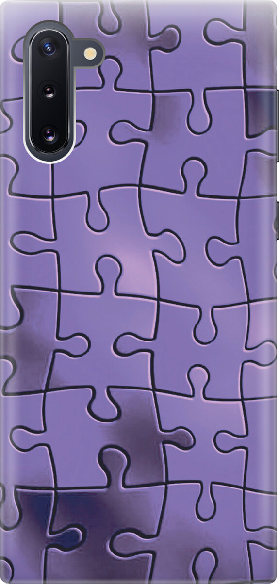 Силиконовый чехол на Samsung Galaxy Note 10, Самсунг Ноут 10 с принтом "Фиолетовый пазл"