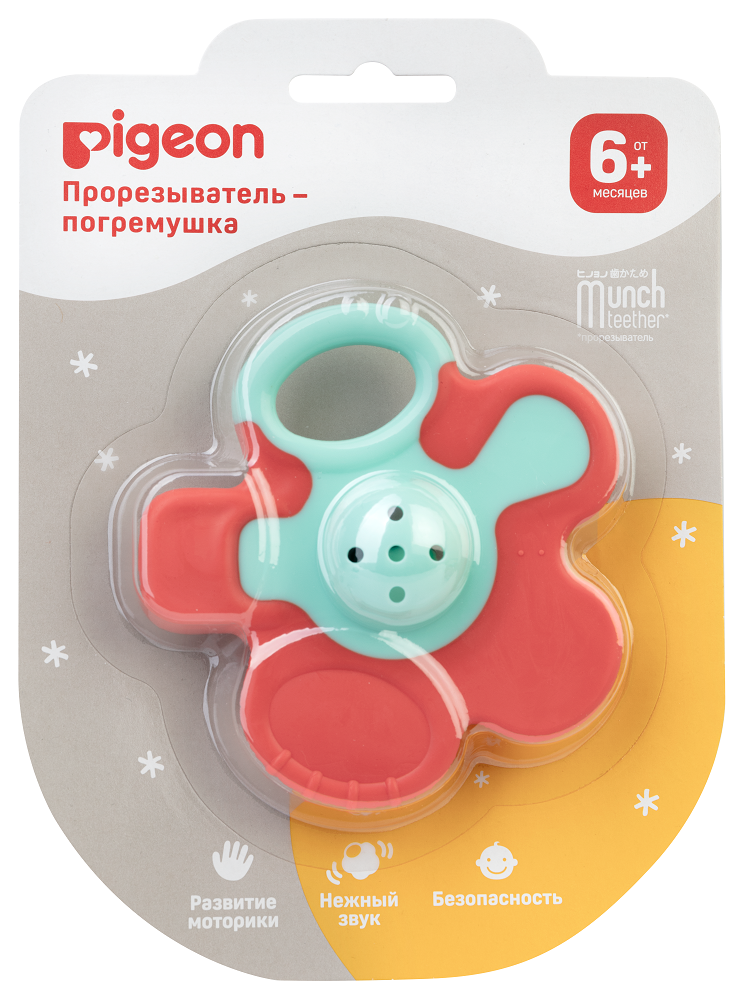 Прорезыватель-погремушка Pigeon Munch teether, 6 мес.
