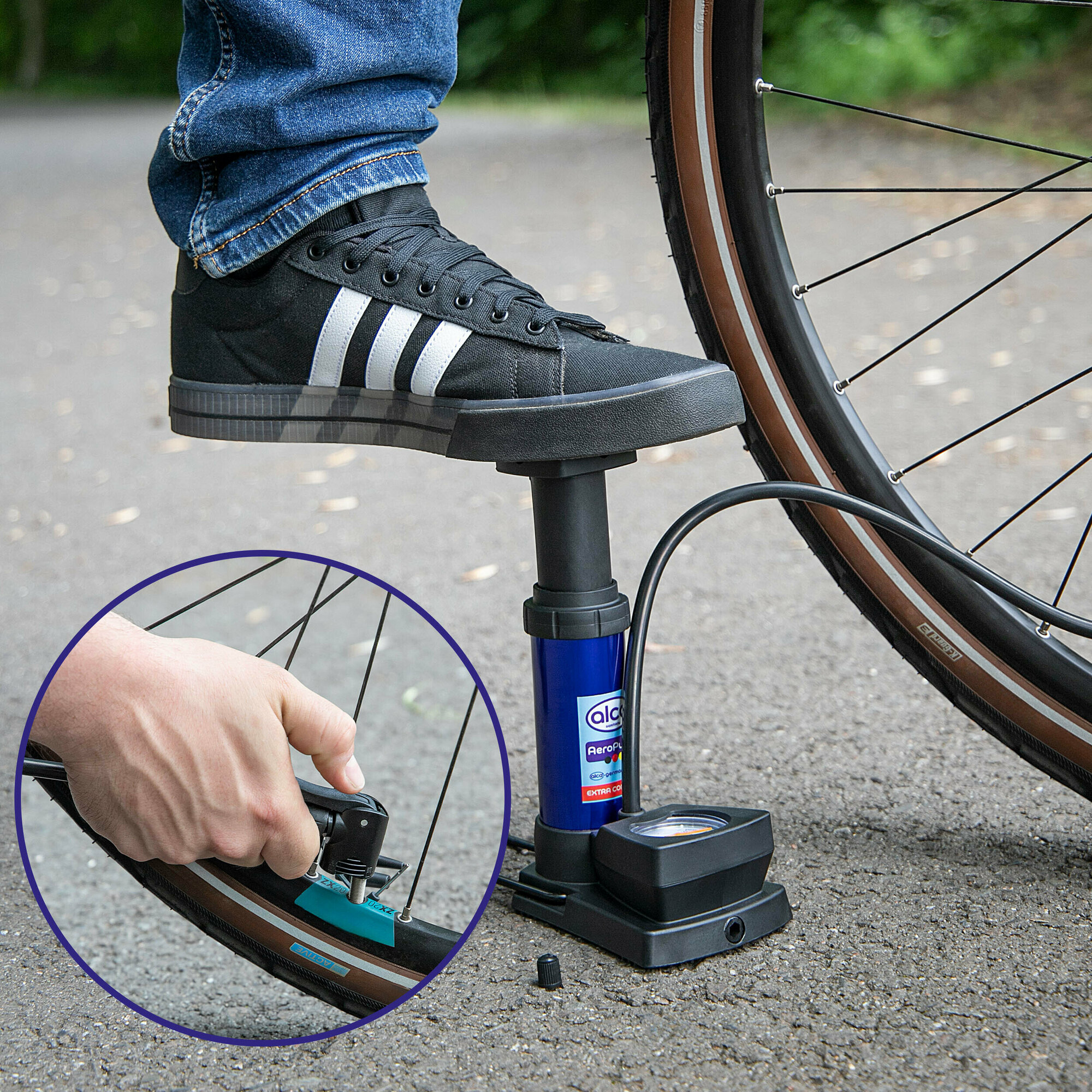 Насос велосипедный ножной с манометром