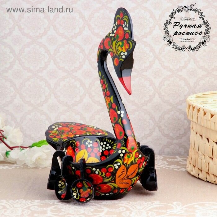 Братина Лебедь , 22 18 28 см, с ковшами 6 шт, хохлома