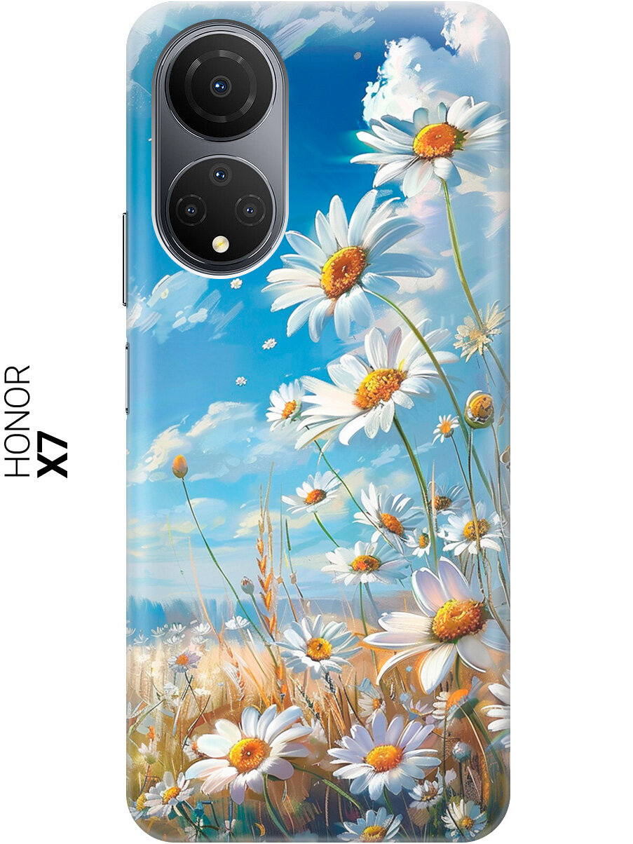 Силиконовый чехол на Honor X7 / Хонор Х7 с рисунком "Ромашки на поле"