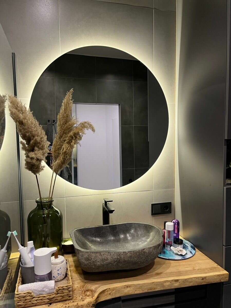 Зеркало круглое с подсветкой в ванну 50 см. (без сенсора), без рамы