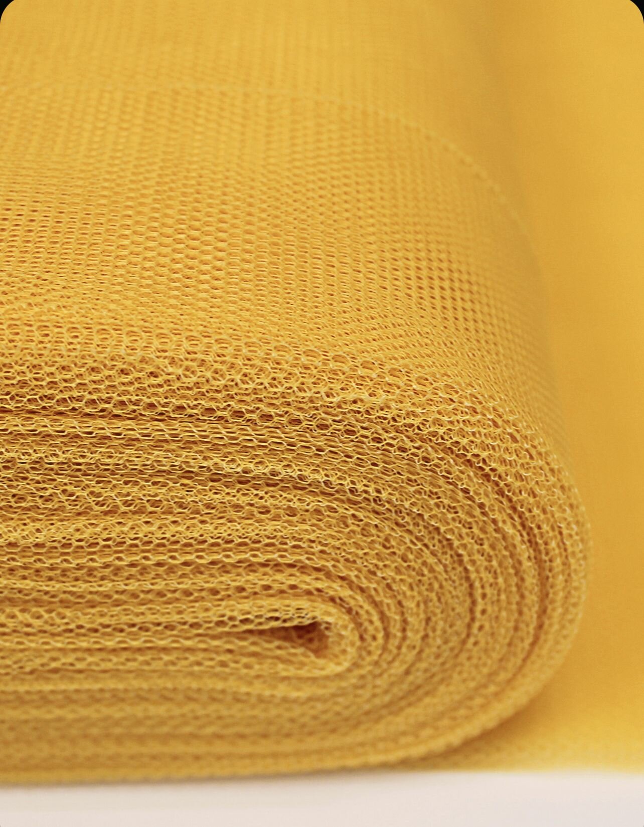 Ткань для шитья Фатин жёсткий, цвет горчичный, отрез 1м, ширина 180 см