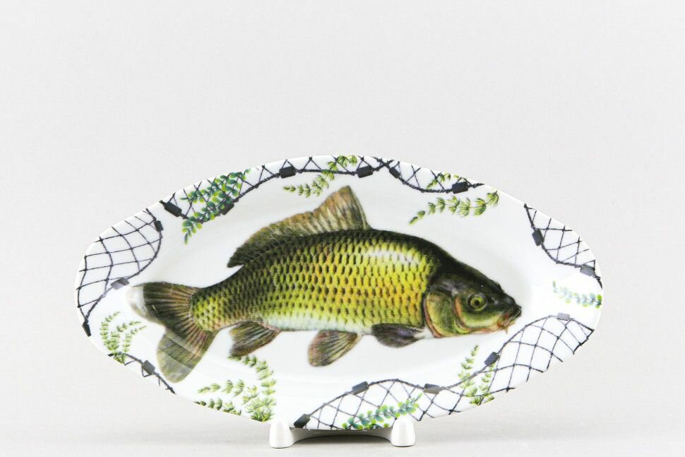 Блюдо селедочница фарфоровое 250 мм, ф. Идиллия "Карп", Добруш