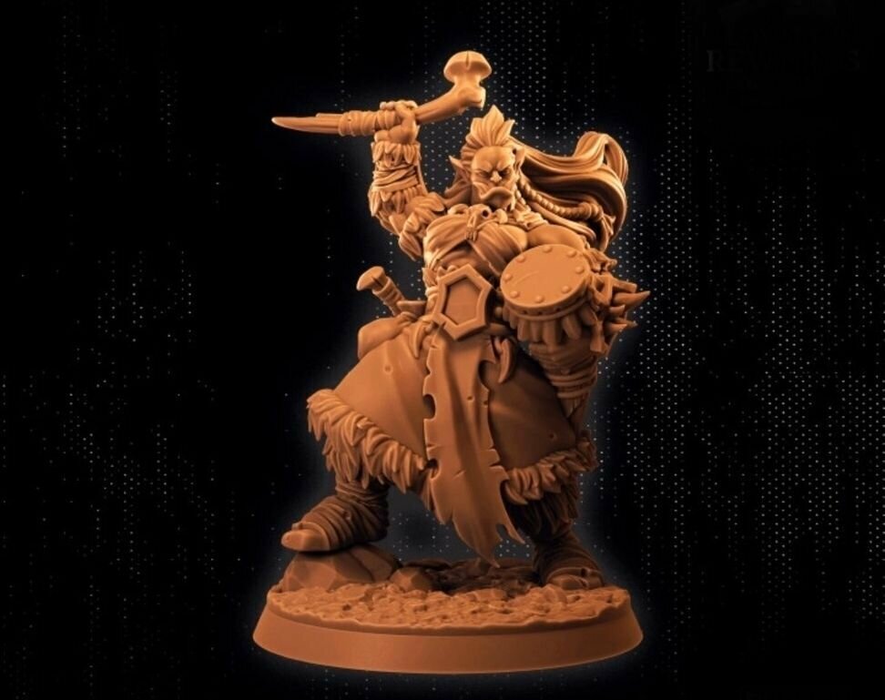 Орк, Полуорк (класс: Воин, Варвар, Шаман) миниатюра для DnD (ДнД) и других Настольных игр (НРИ, Варгеймов или РПГ), фентези тематика