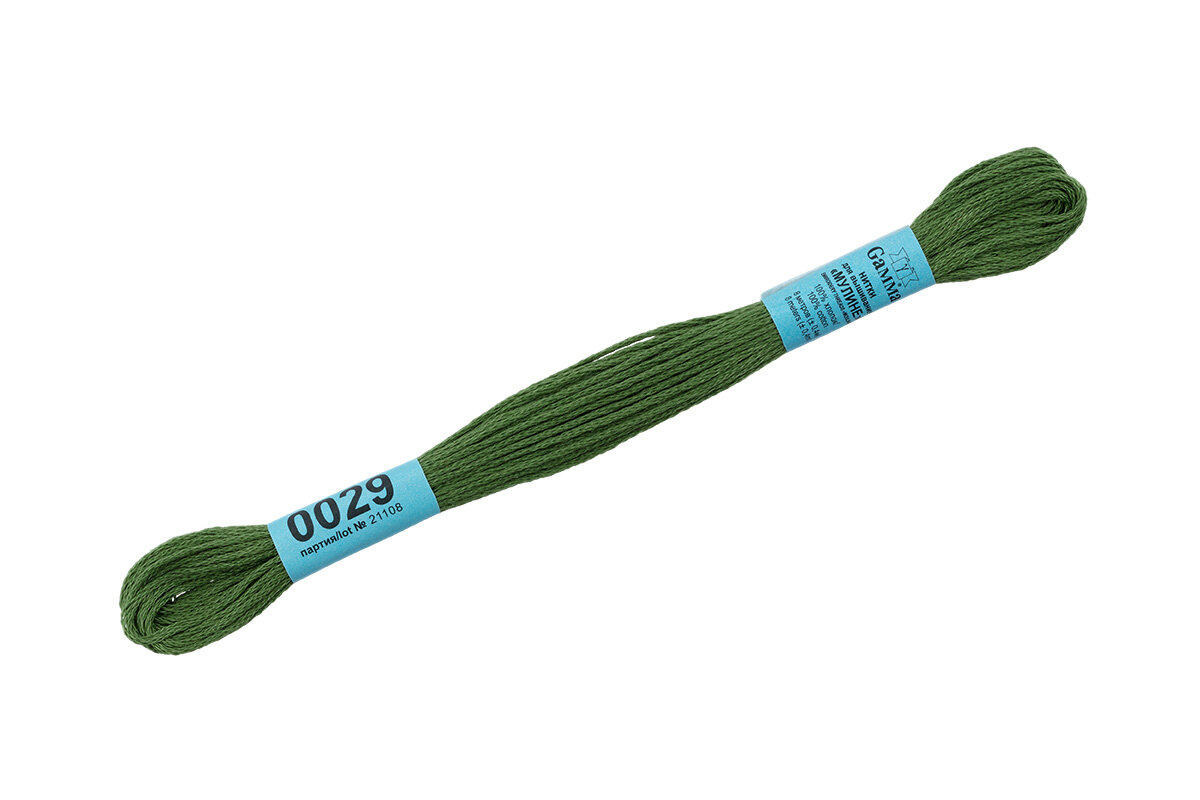 Мулине "Gamma" 100% хлопок 8 м №0029 хаки-зеленый