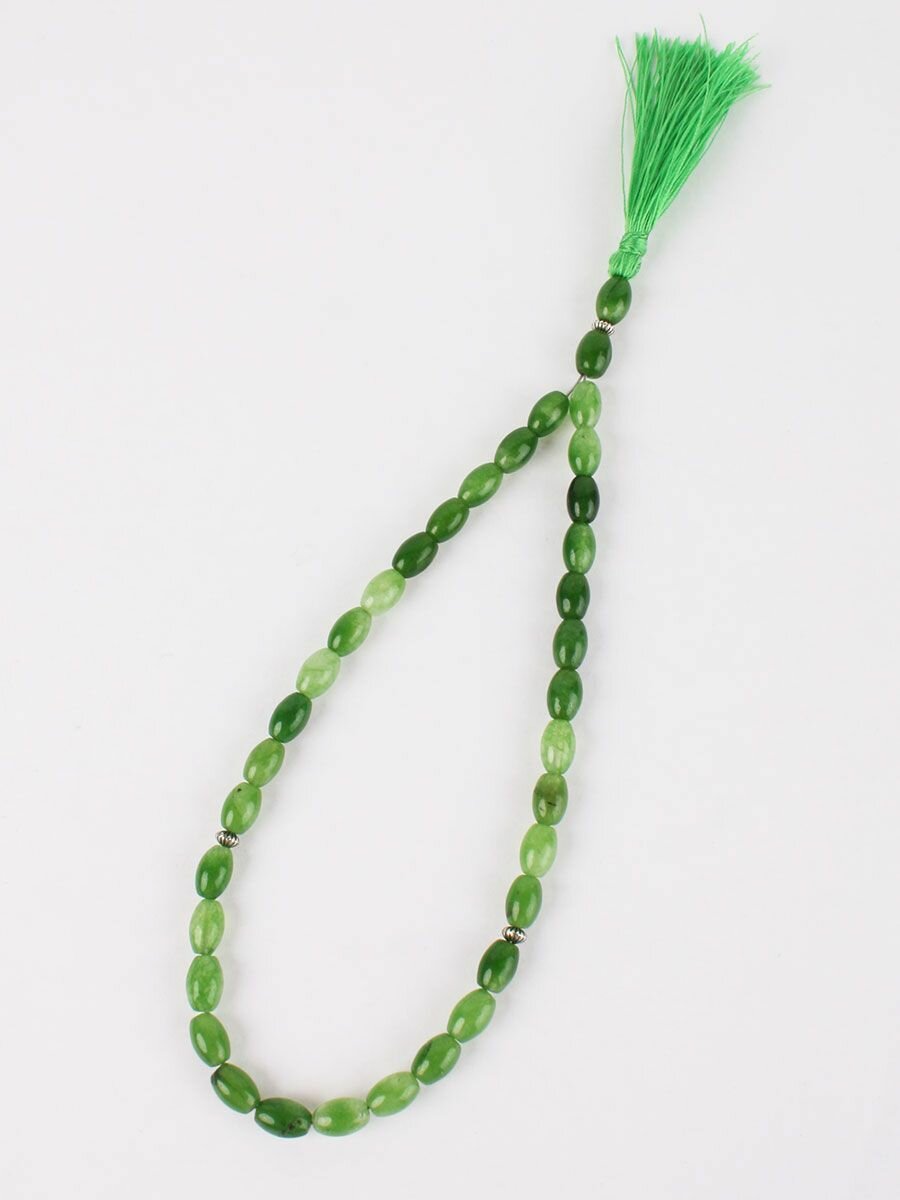 Четки мусульманские из нефрита 33 бусины 9х6мм.