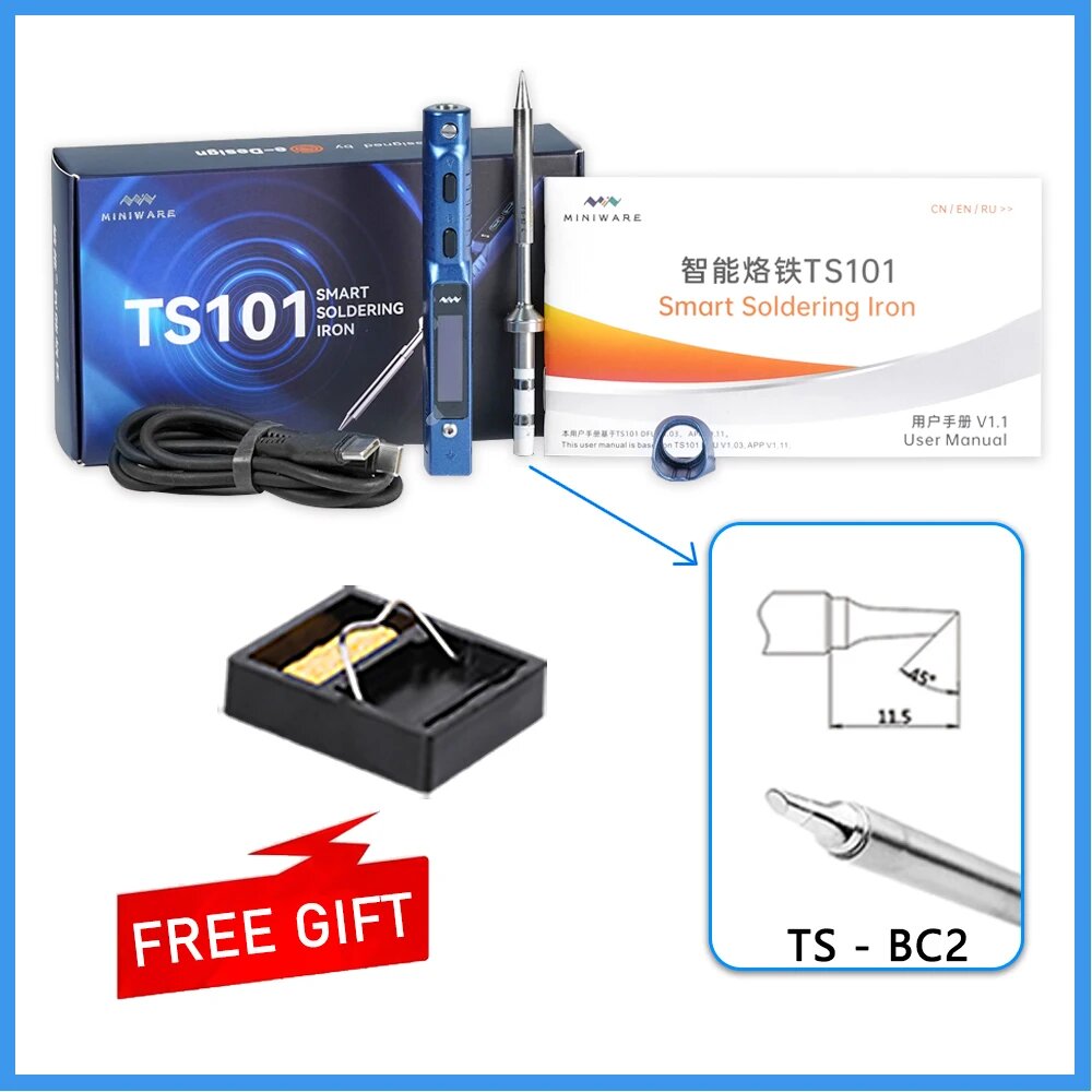 Электрический паяльник ANENG TS101 синий 90 Вт TS-BC2 Blue