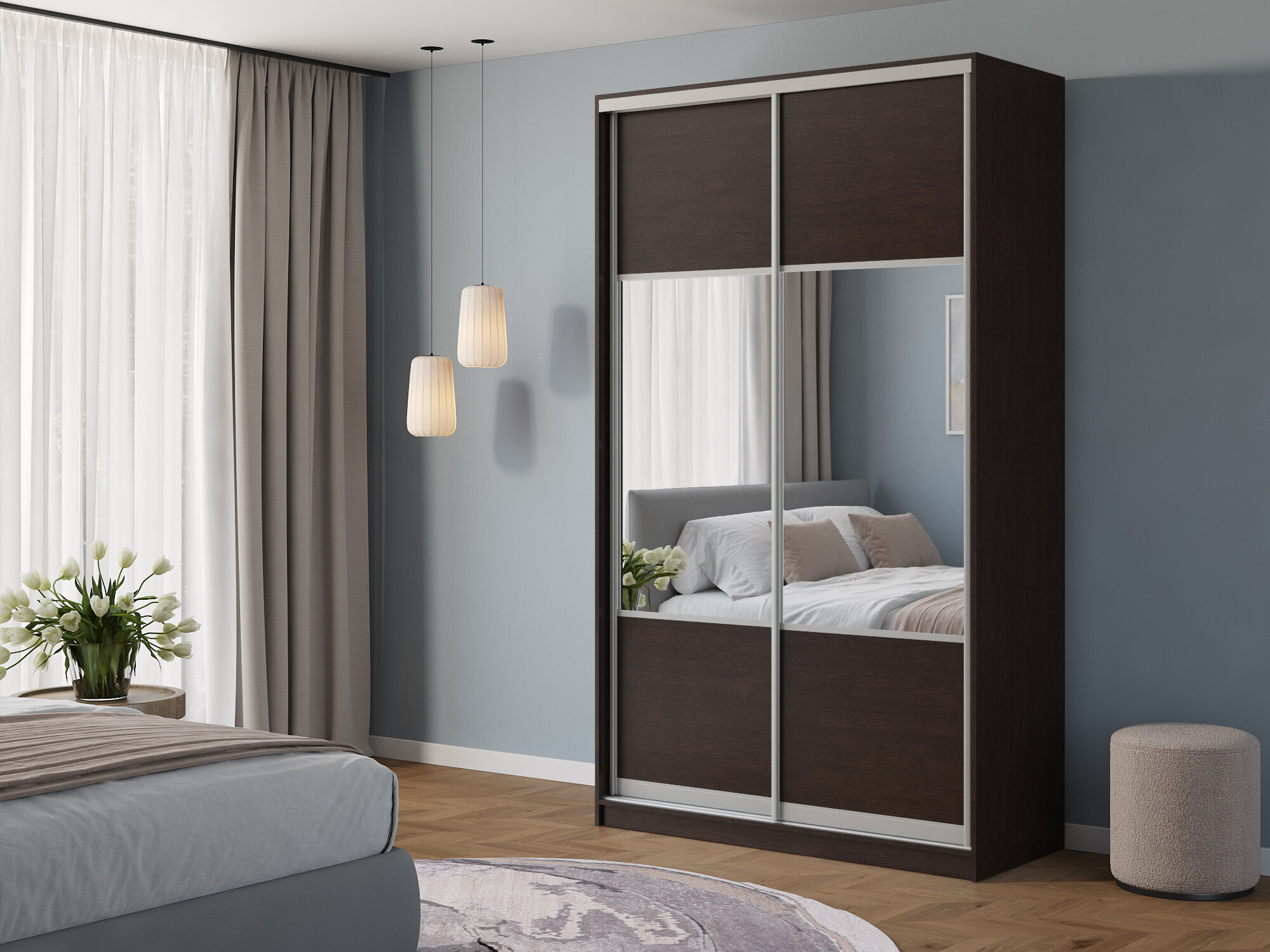 Шкаф купе Матэрна для одежды Венге комбинированный 140 х 45 х 240 см