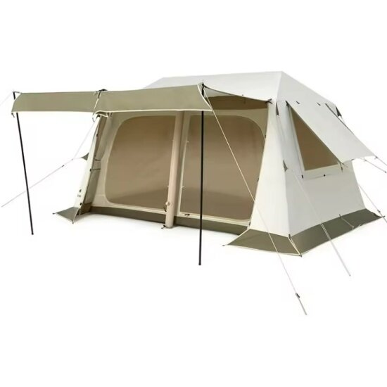 Палатка Naturehike Village 8.5 AIR 4-местная, надувной каркас, бело-коричневая