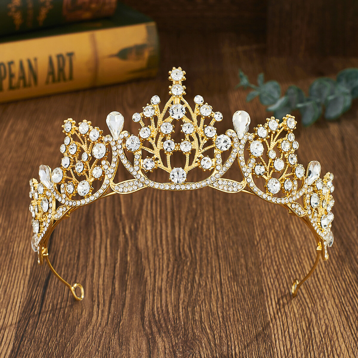 Корона невесты "Трансграничная", с бриллиантами, цвет золото + белые бриллианты