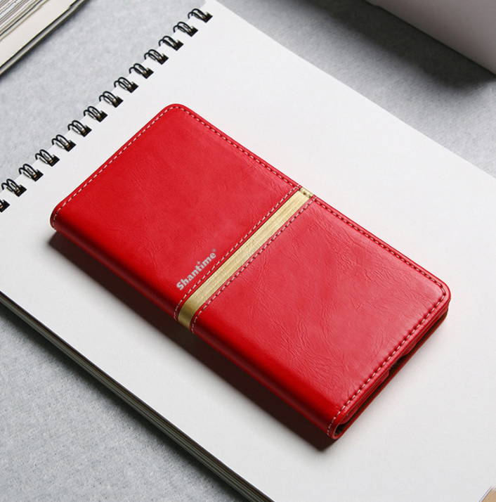 Чехол-книжка MyPads для ZTE Blade V8 (BV0800) из водоотталкивающей импортной эко-кожи красный с золотой полосой