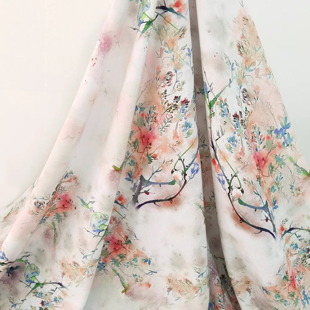 Вискозная поплиновая ткань с птицами FABRIC SHIPPER 1 метр х 1,4 метра 5Meters X 1.4Meter