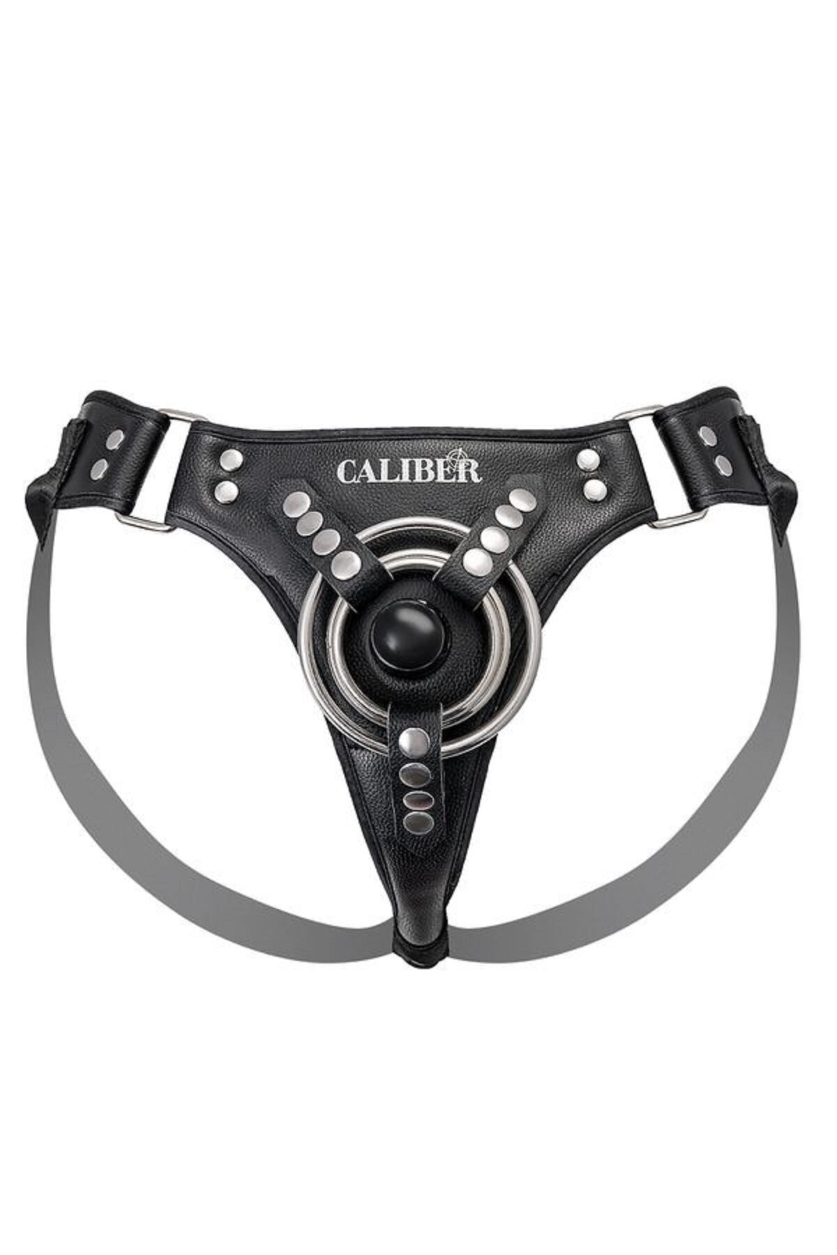 Трусики для страпона RealStick CALIBER, экокожа, черного цвета