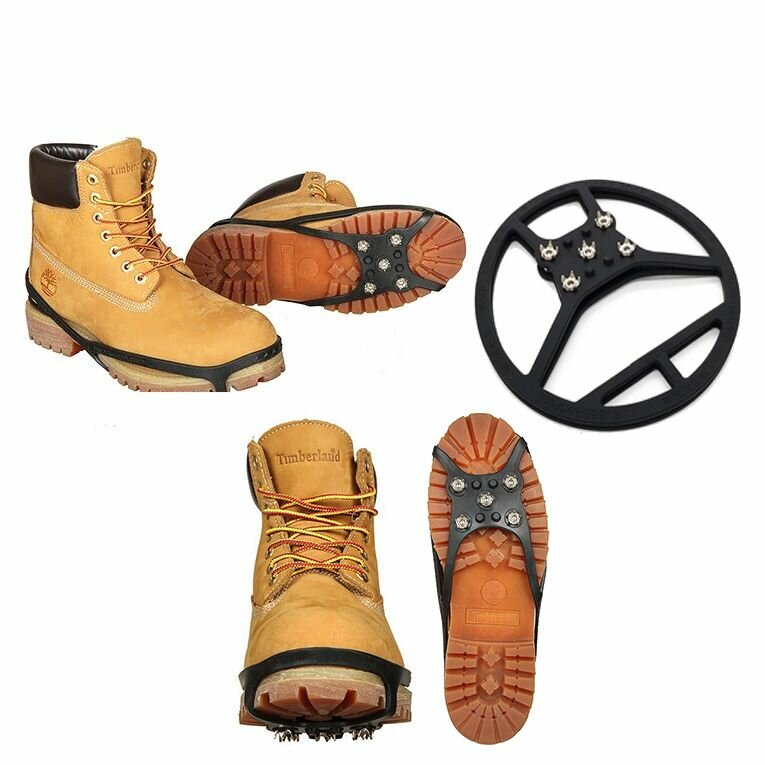 Ледоступы для обуви, Круглые, шипы для альпинизма по снегу и льду, шипы звёздочки для зимних видов спорта, для пеших прогулок, с 5 зубцами, выдерживает температуру ниже-40 градусов, размер универсальный 35-42, цена за 1 пару