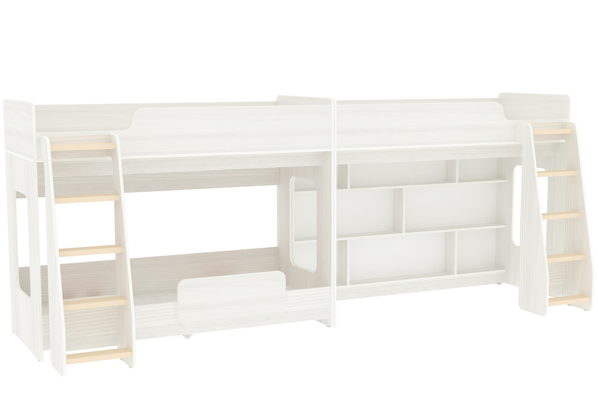 Трехъярусная кровать Л 42.4.4 Белое Дерево Белое Дерево