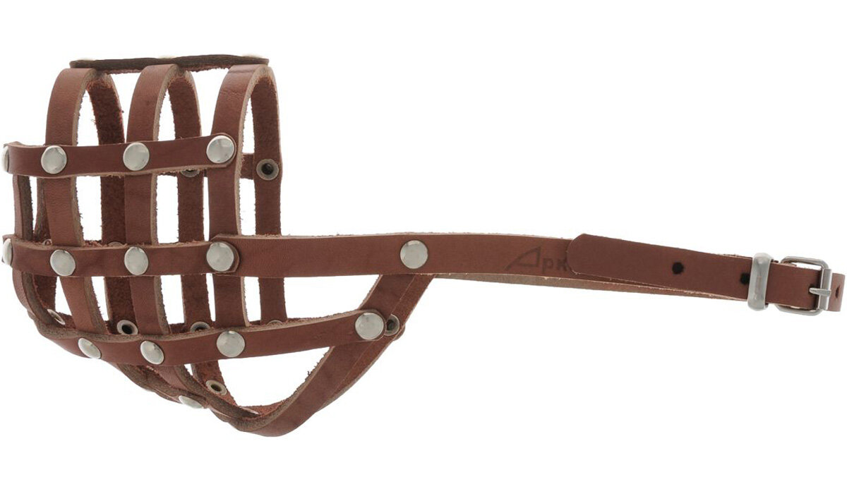 Намордник для собак кожаный коньячный 24 х 9,5 см Аркон н24мк NEW