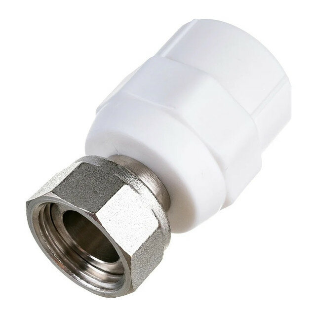 Ростерм переходник полипропиленовый 20 мм с накидной гайкой 3/4 ВР плоская резьба