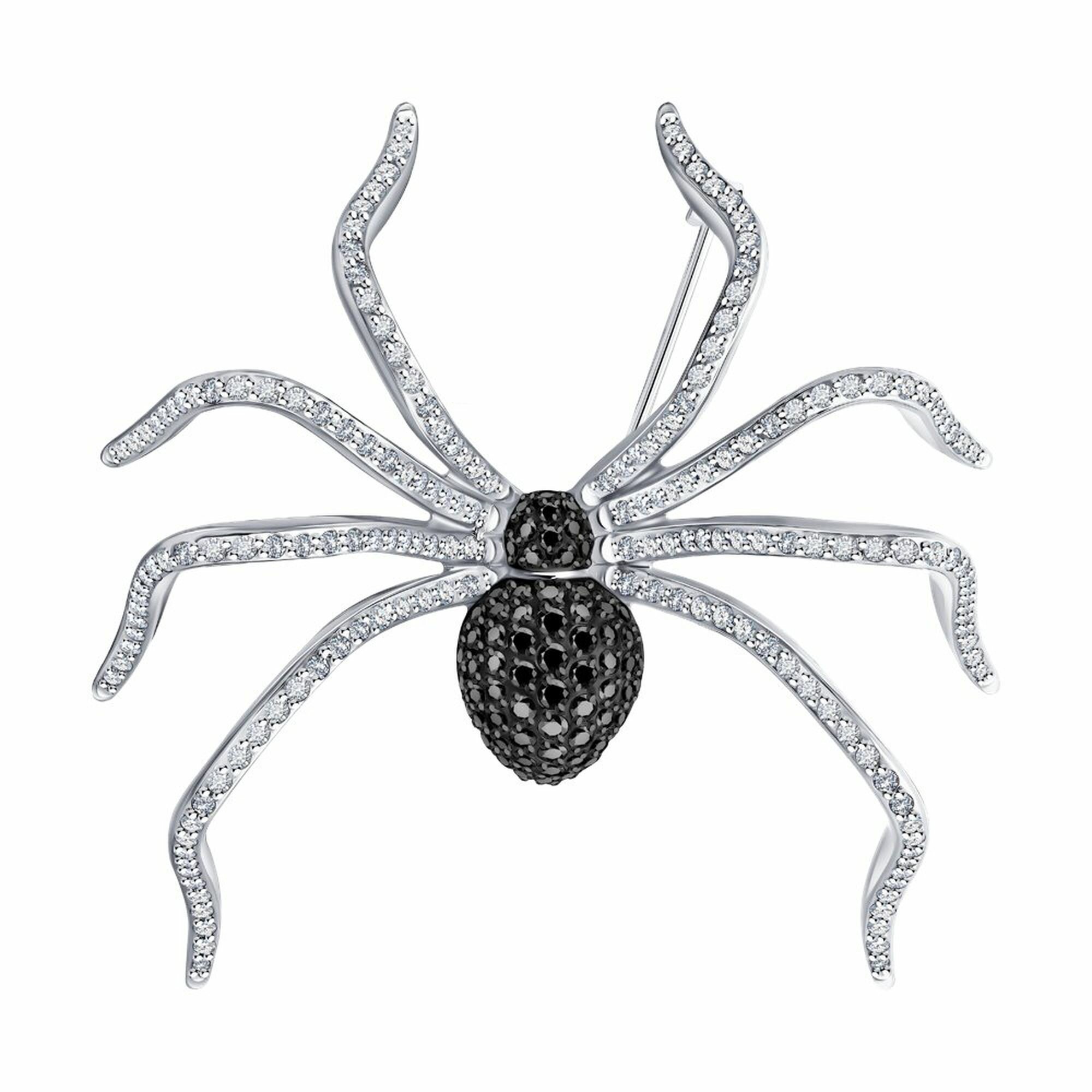 Брошь, белое золото, 585 проба, бриллиант