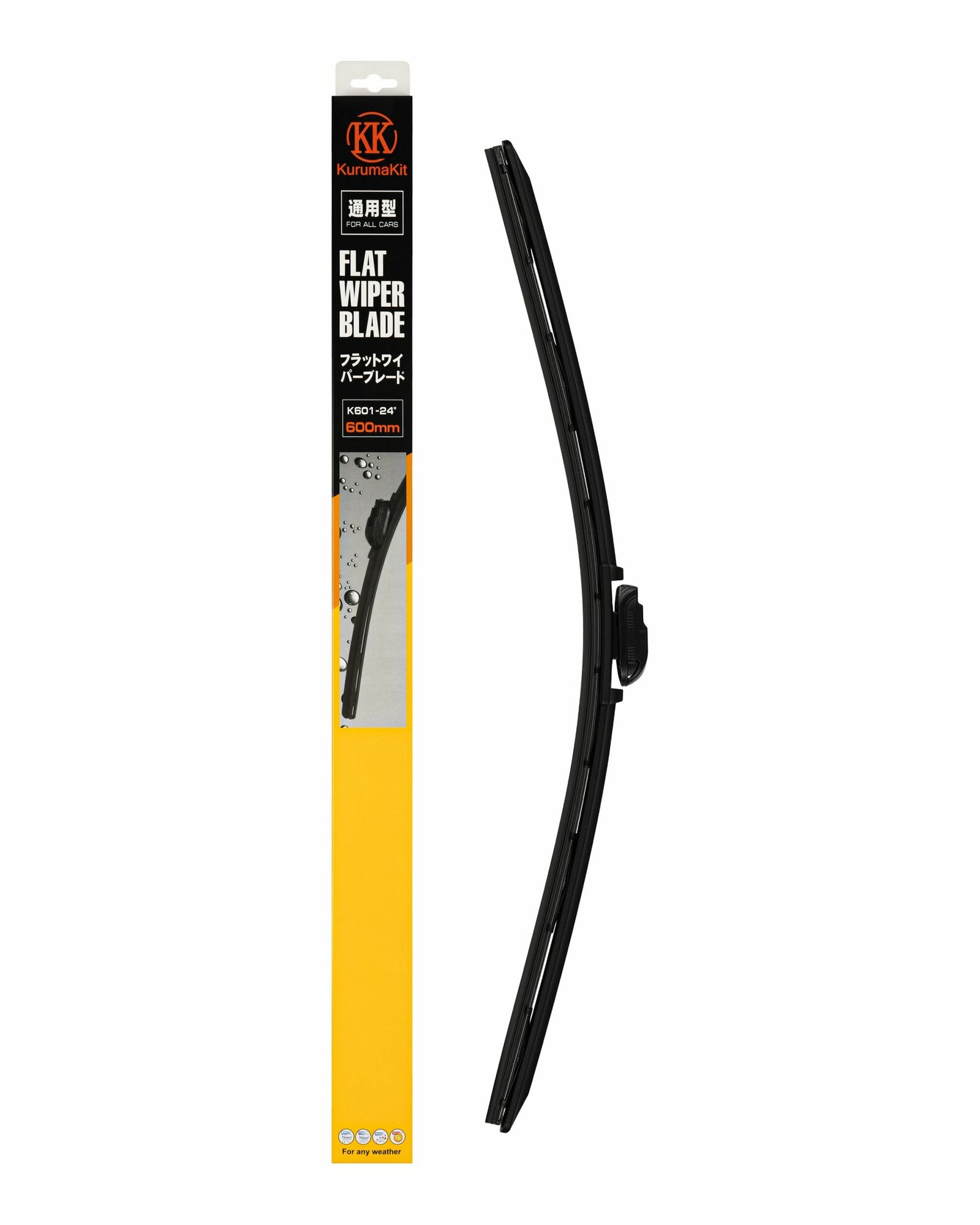 Щетка стеклочистителя бескаркасная для Китайских автомобилей 24/600mm крепление HOOK крючок KURUMAKI