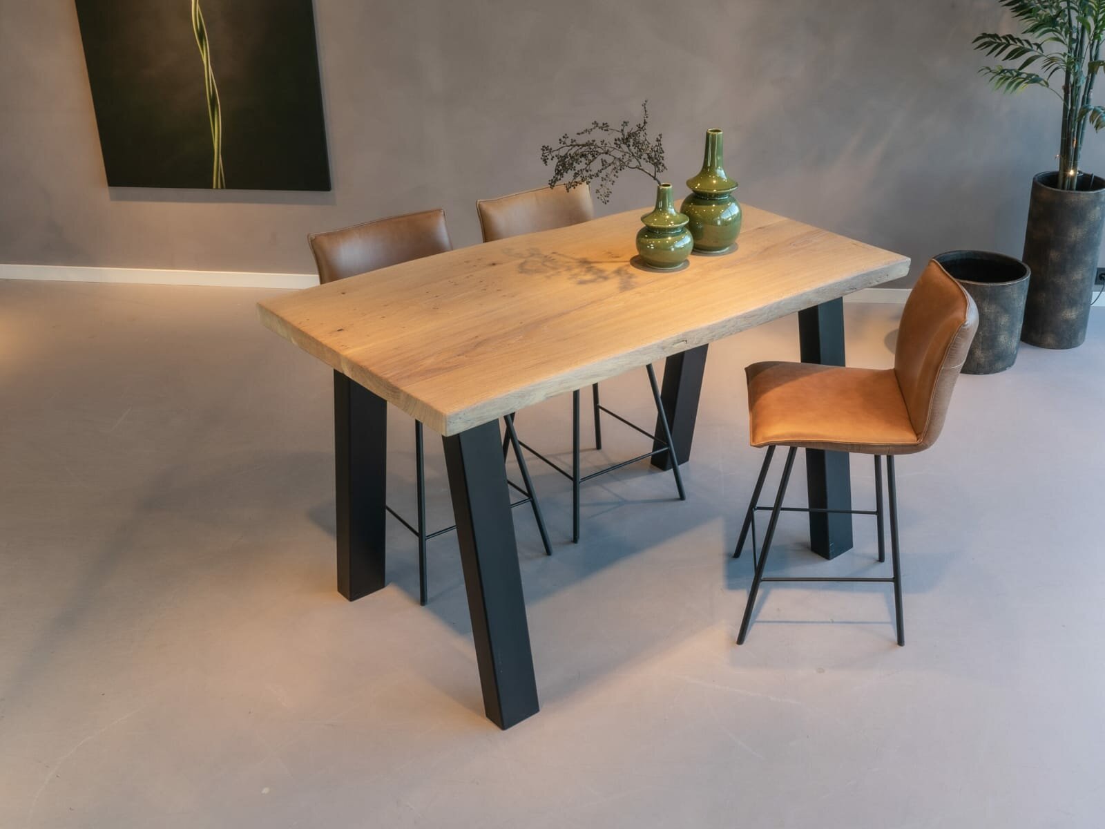 Барный стол LOFT DESING/ 160 см x 80 см x 94 см/ металл / массив дерева / дуб — фото 1