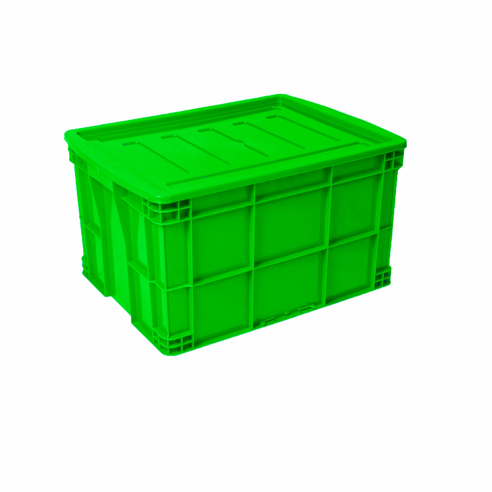 Логистический контейнер, пластик, 56,5x42x31 см, зеленый, с крышкой