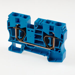 AK10-BL клемма 10.0 mm2, 57А, проходная, безвинтовая, Dinkle. цвет синий.