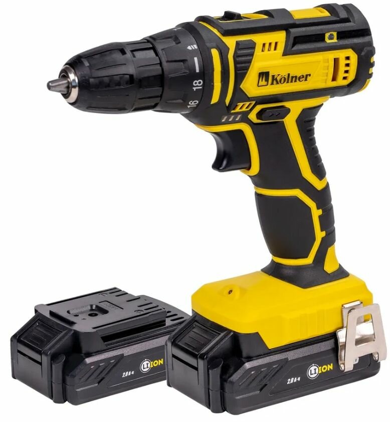 Дрель-шуруповёрт Kolner KCD 16-2L, желтый