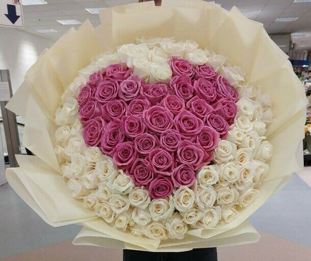 Букет роз Well Flowers, в форме сердца, 121 цветок, свежий букет цветов